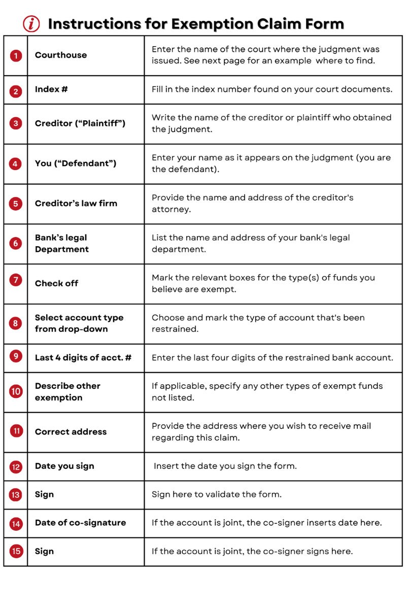 Exemption Claim Form Kit to Release Bank Hold of Exempt Money ...