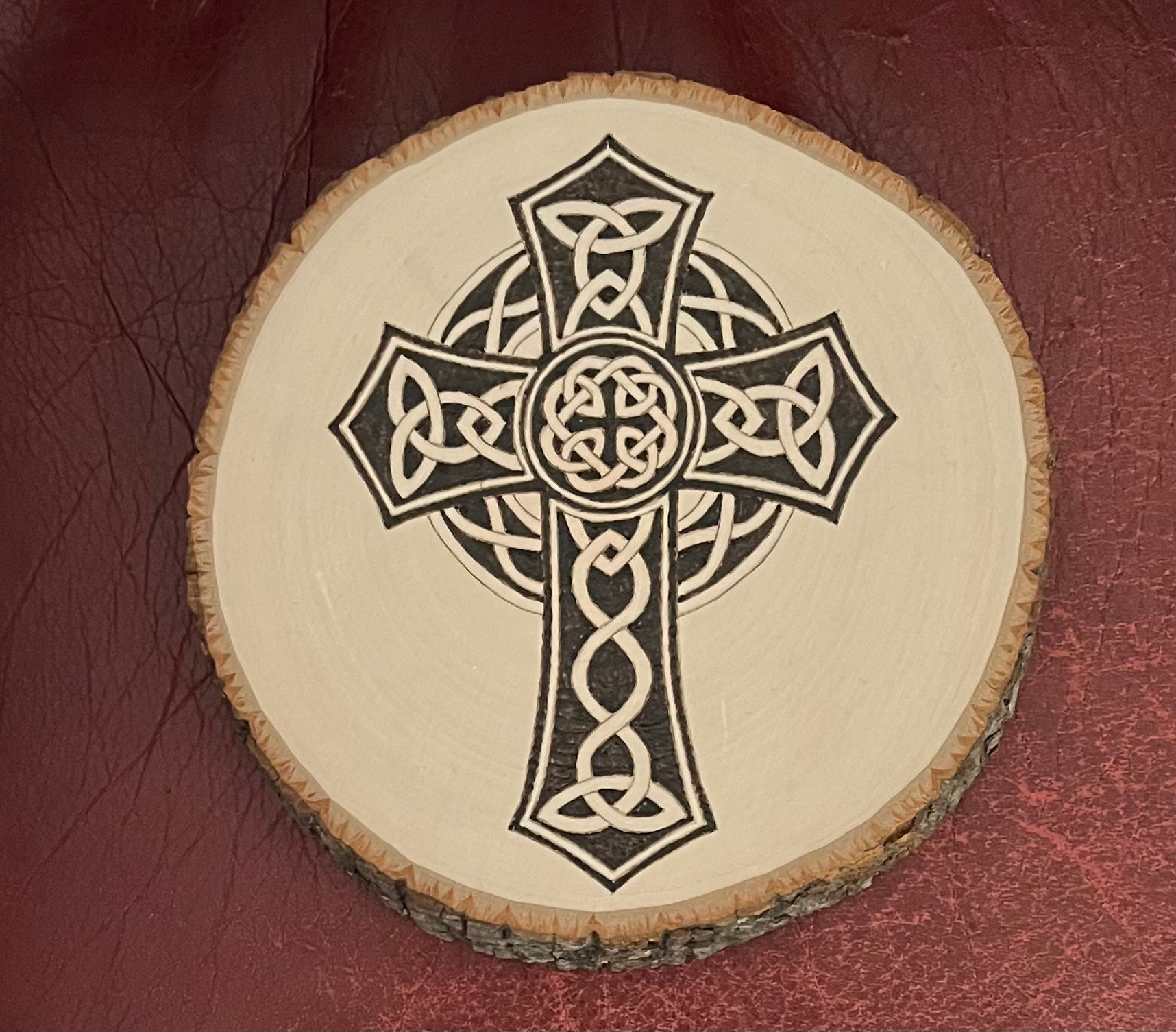 Wood Burned Celtic Cross Wall Art, Handmade Wood Burning Art, Wood Wall ...