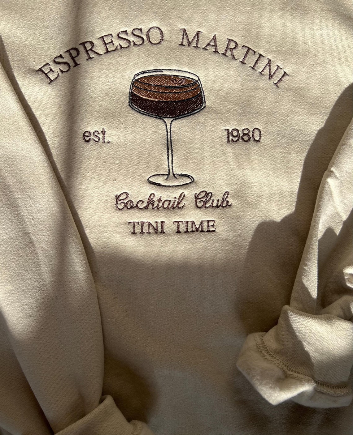 Espresso Martini Embroidered Sweatshirt: Trendy Cocktail Club Sweater ...