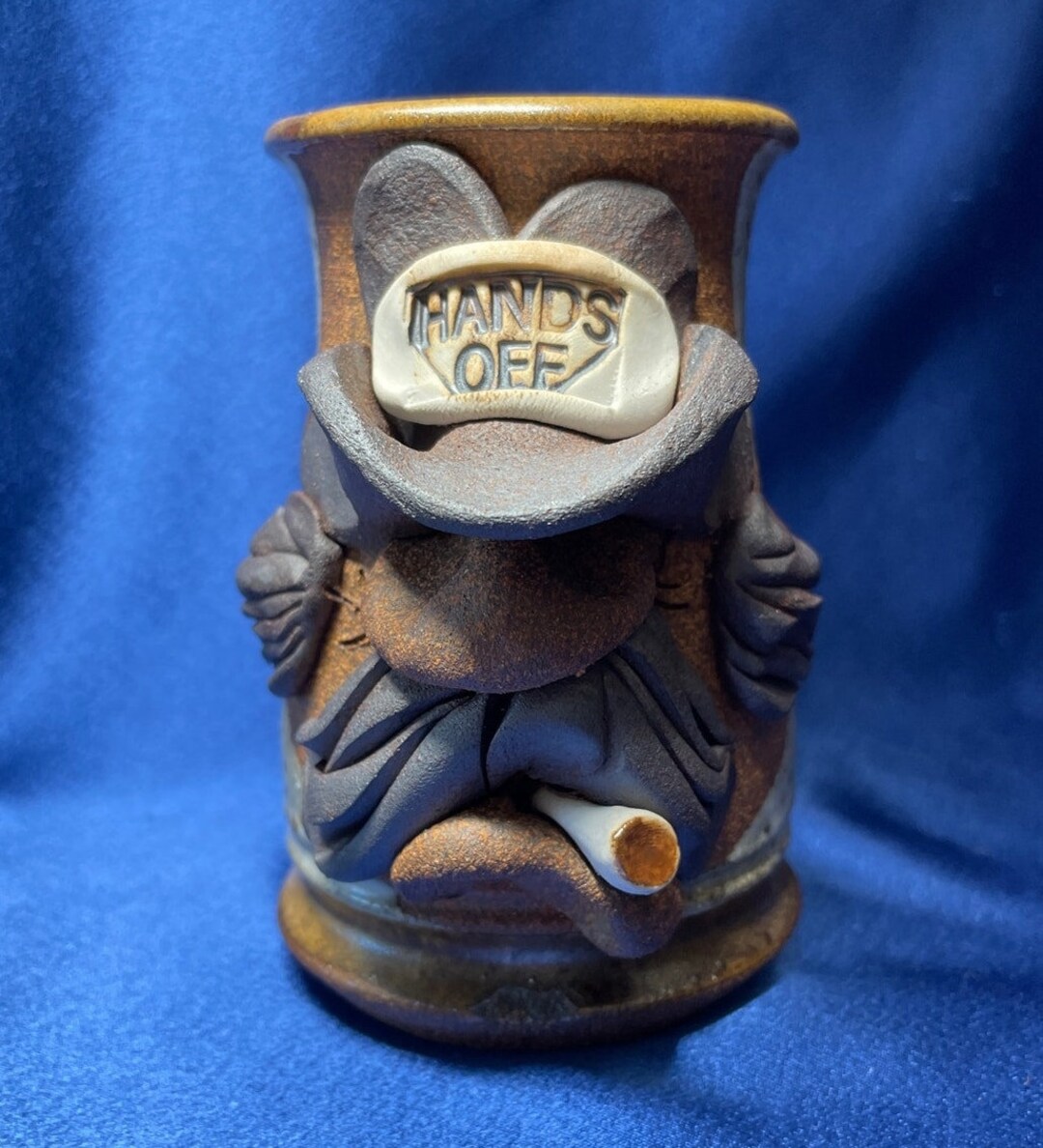 Unique Handmade Stoneware Hands off Cowboy Mug Signed Mahon - Etsy