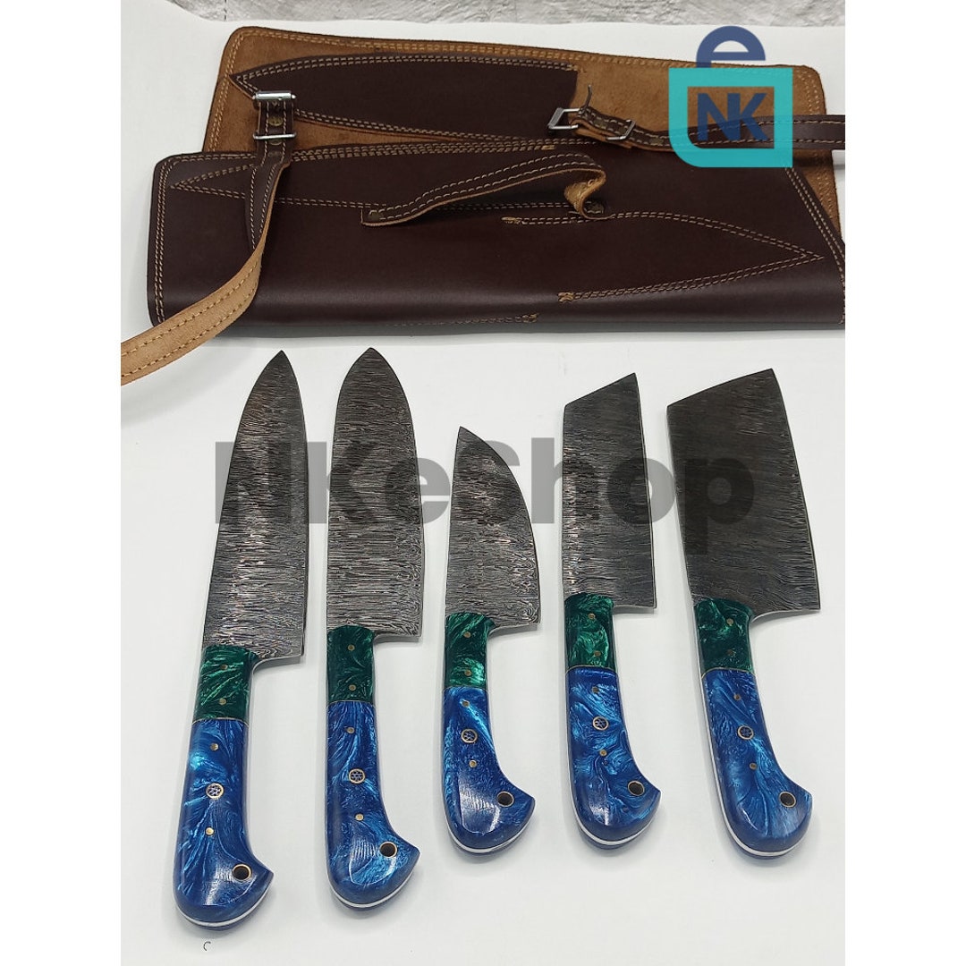 Custom Handmade Damascus Steel Stunning Chef Set Knife With Roll Bag - Etsy