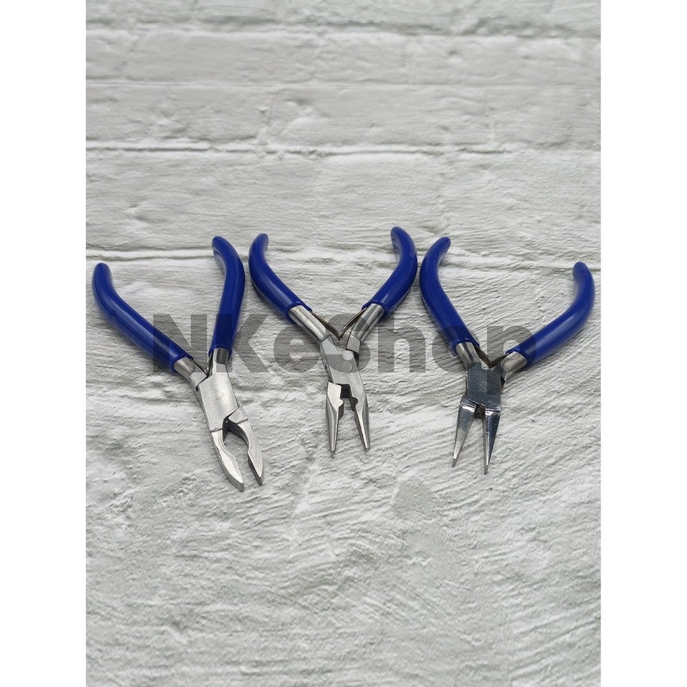 Set of 3 Pliers Blue Grip Pliers - Loop Closing, Extension Plier, Flat ...