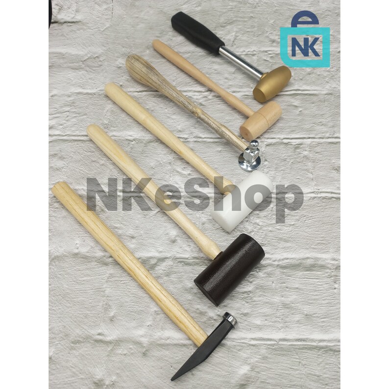 Set of 6 Hammers Jewelry Making Hammers Brass- Wood - Chasing - Plastic ...