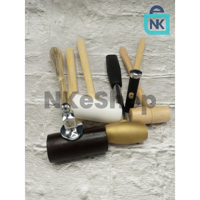 Set of 6 Hammers Jewelry Making Hammers Brass- Wood - Chasing - Plastic ...