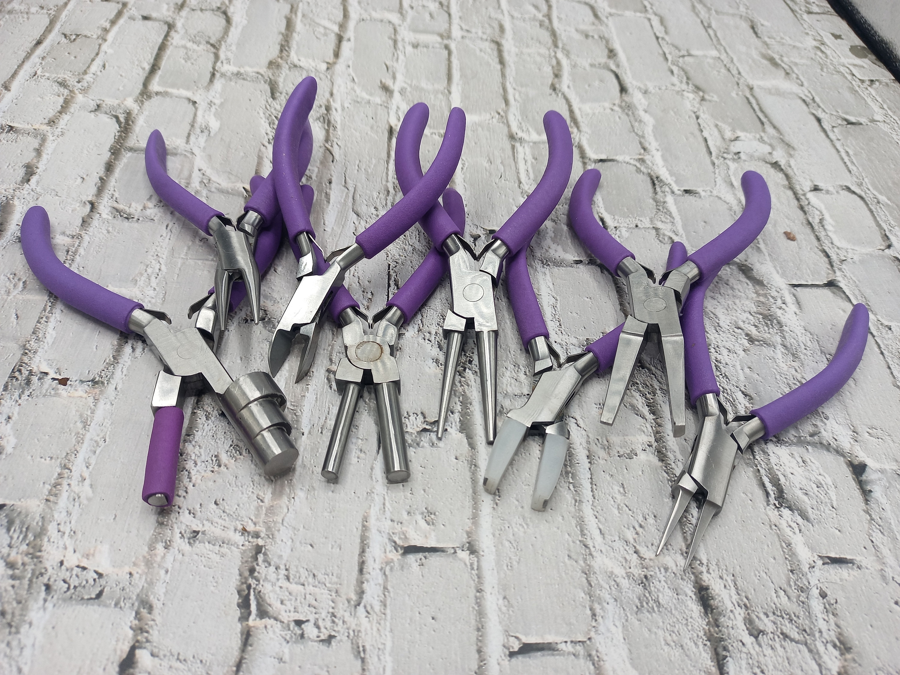 Set of 8 Jewelry Pliers With Stand Wire Wrapping Pliers Purple Grips - Etsy