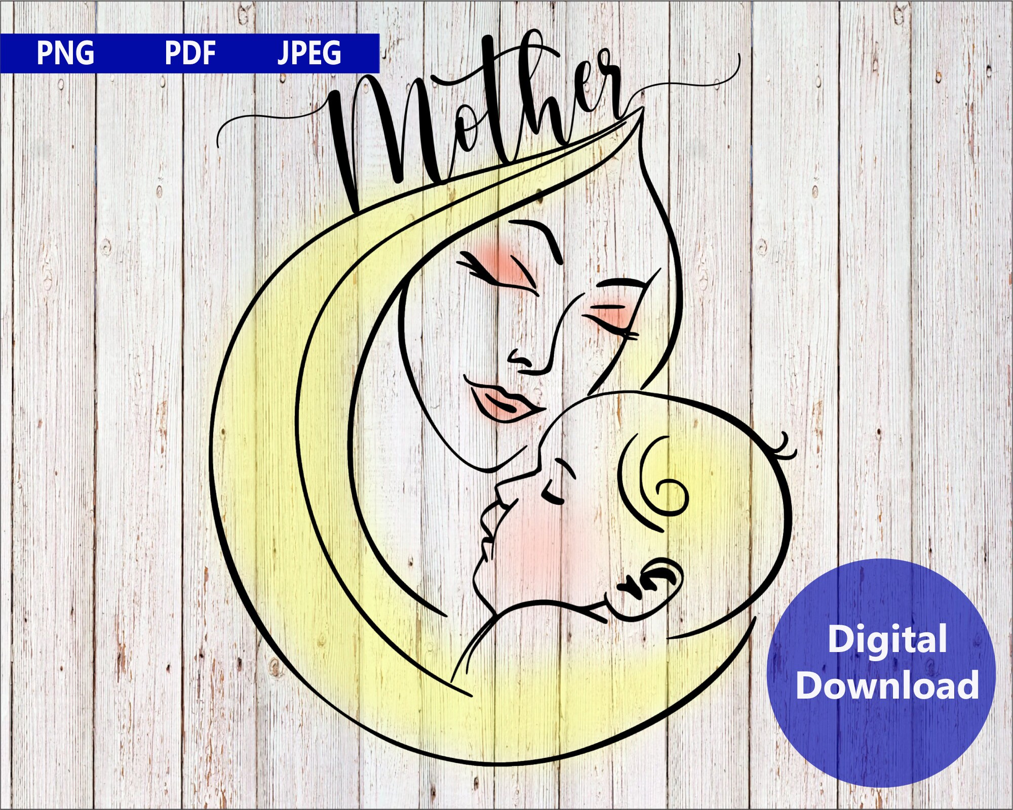 Mother and Baby Png, Mother and Baby PDF, Mother Design, Digital ...