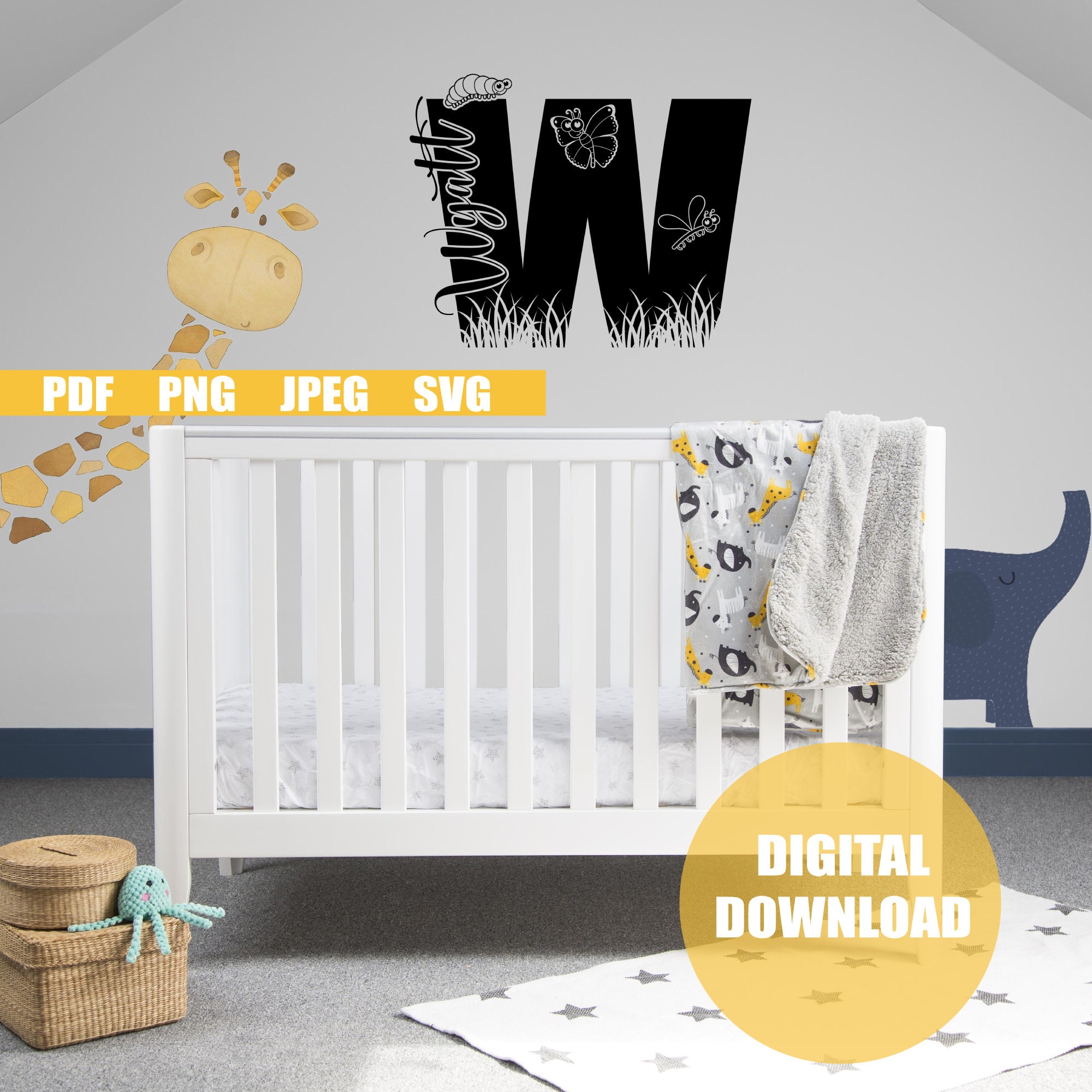 Cute Bugs Monogram Letter With Personalized Name Digital Design - Etsy