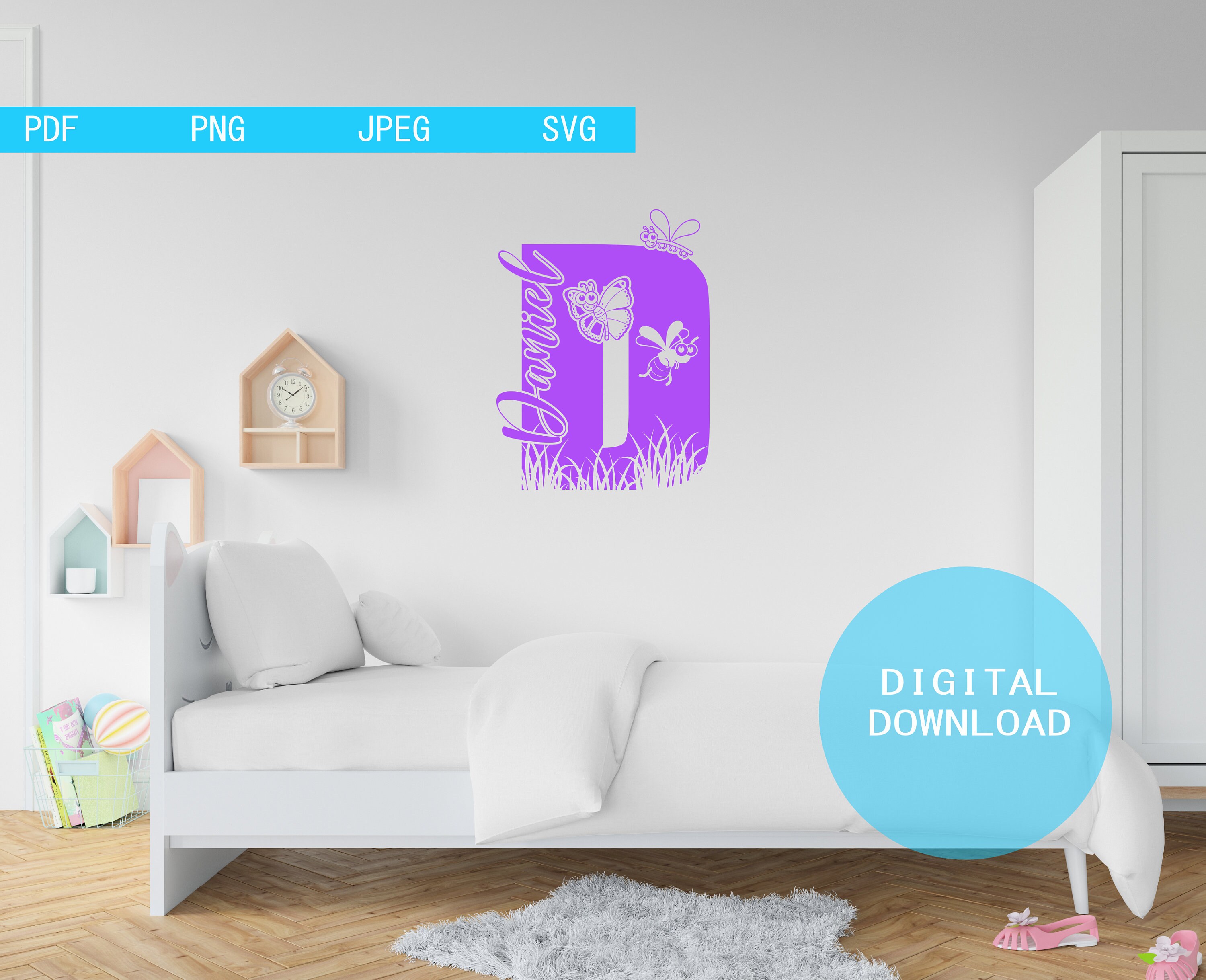 Cute Bugs Monogram Letter With Personalized Name Digital Design - Etsy