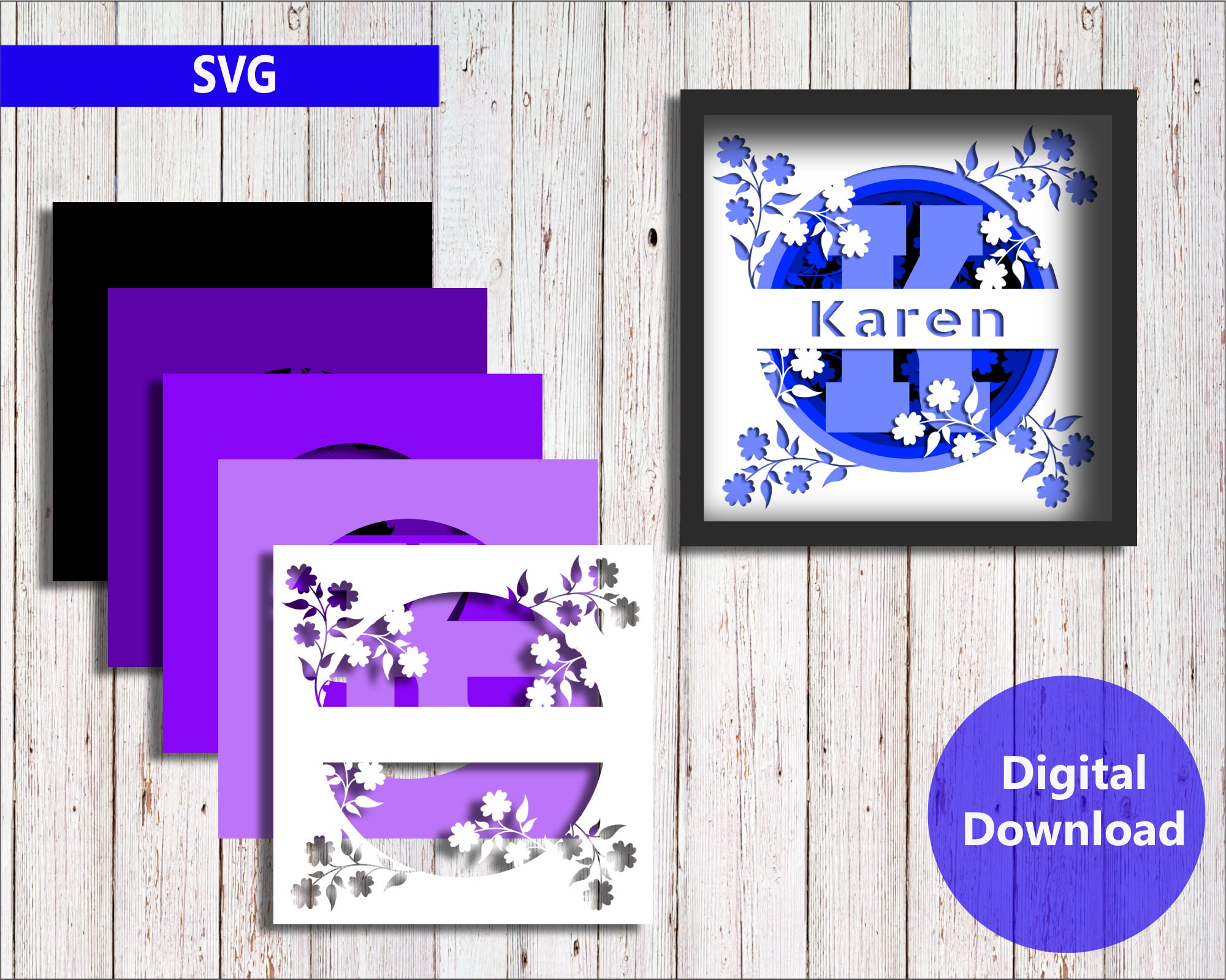 3D Personalized Monogram Letter Shadowbox With Personalized Name Digital Design SVG Cut File - Etsy