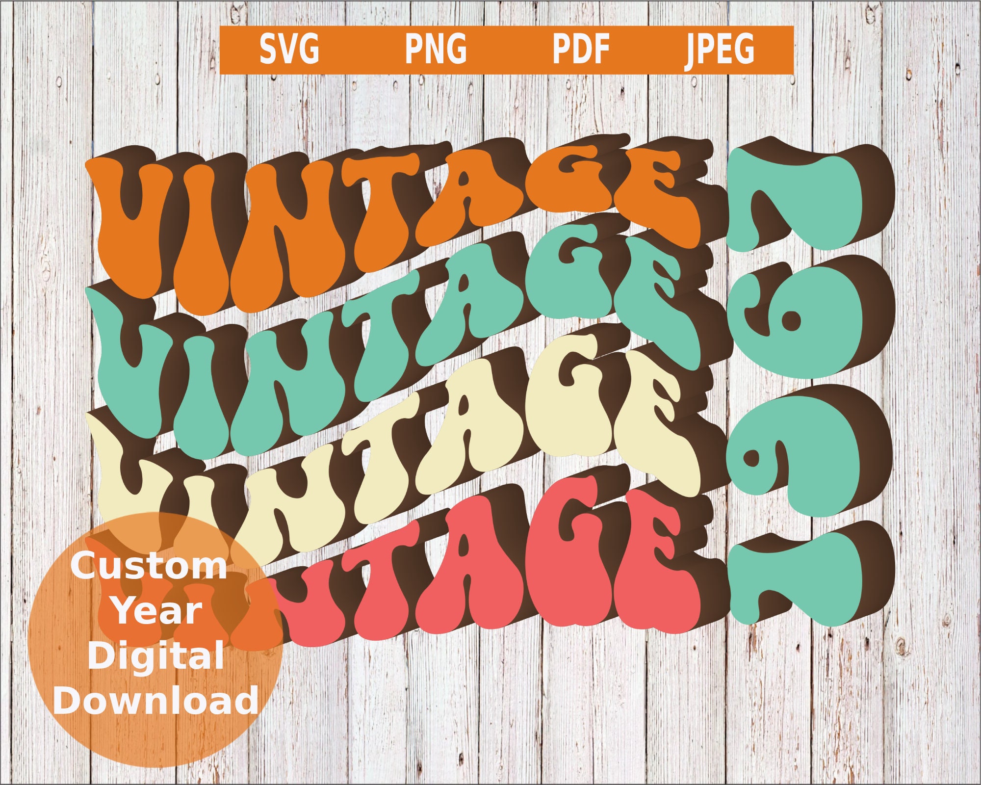 Retro Vintage With Custom Year Digital Design Files - Etsy