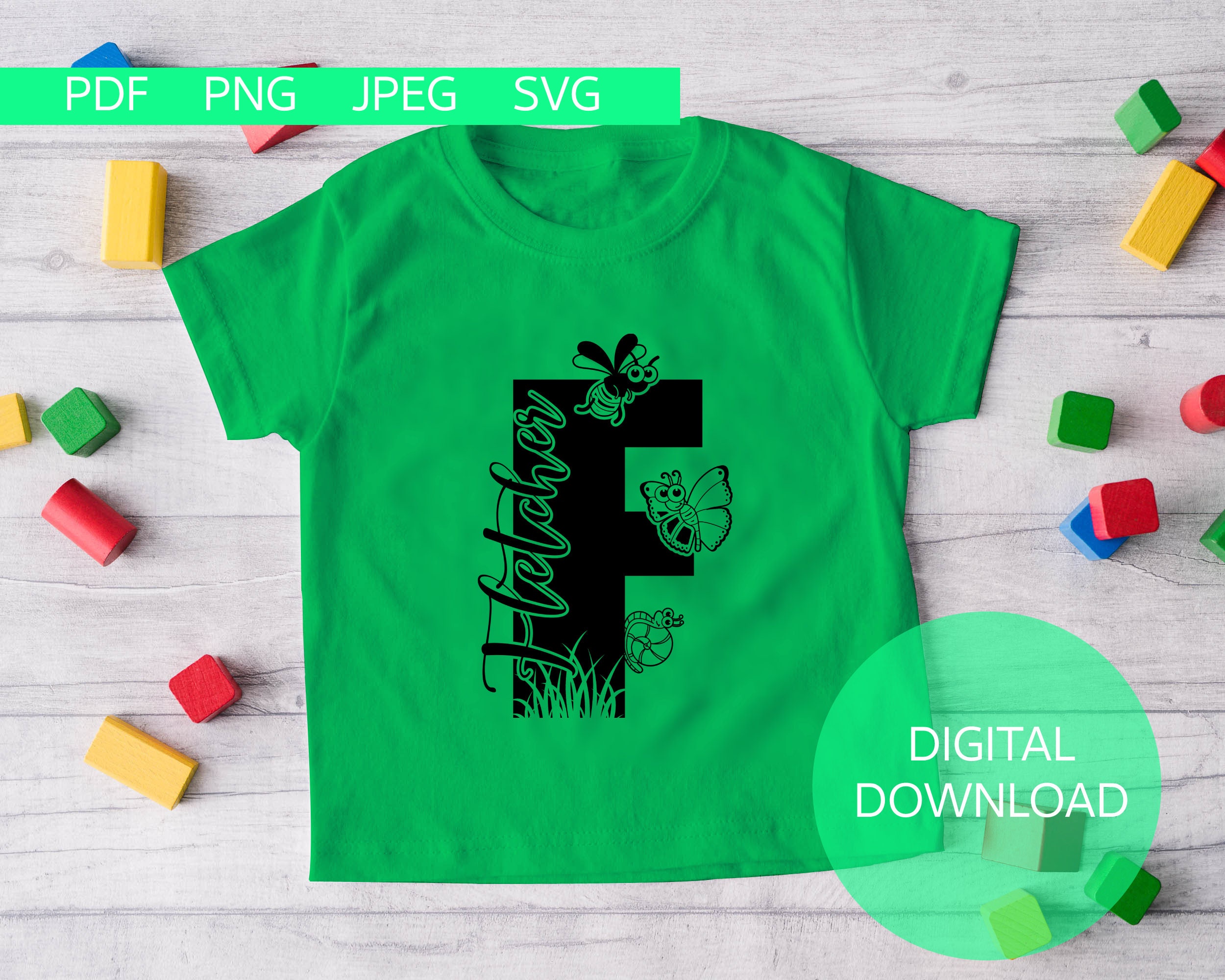 Cute Bugs Monogram Letter With Personalized Name Digital Design - Etsy