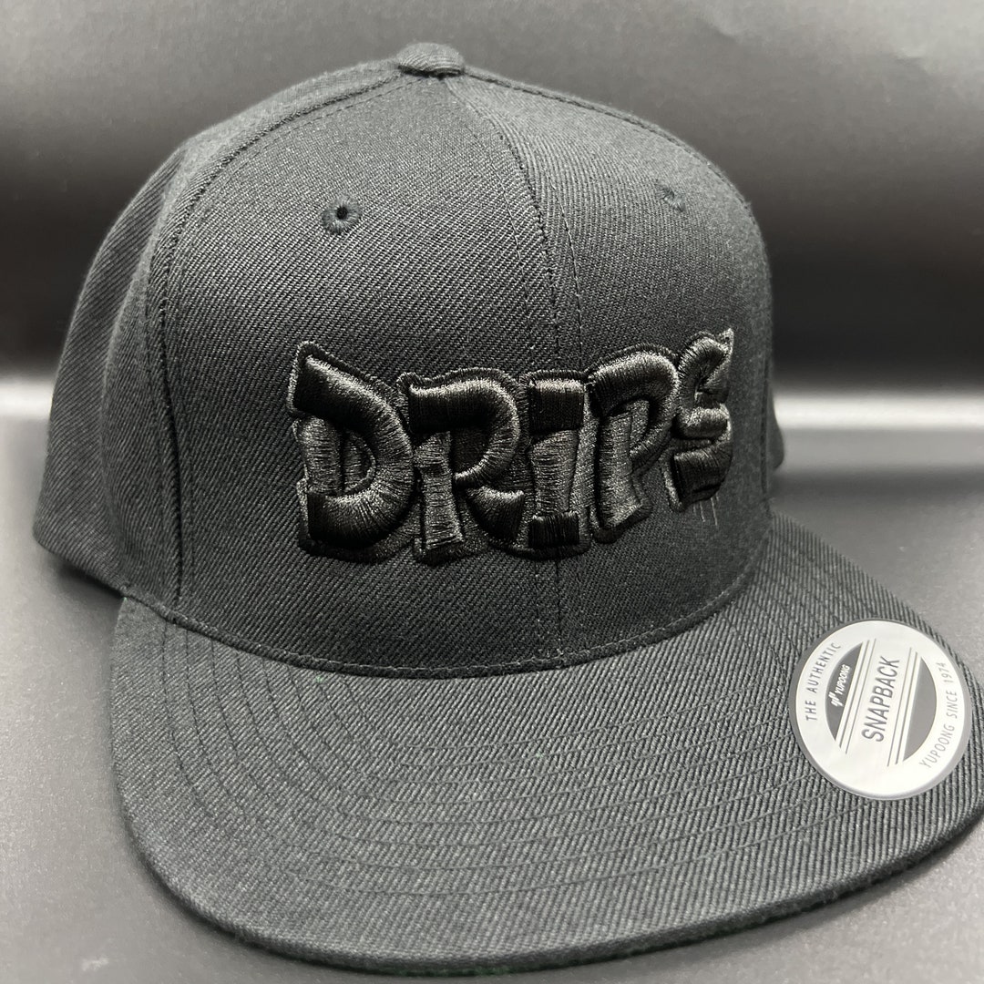 3D Puff Embroidery Drips Snapback Hat Black Out Original - Etsy