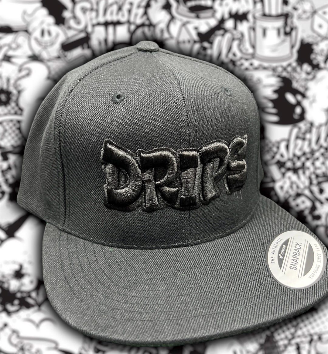3D Puff Embroidery Drips Snapback Hat - Black Out, Original Design - Etsy