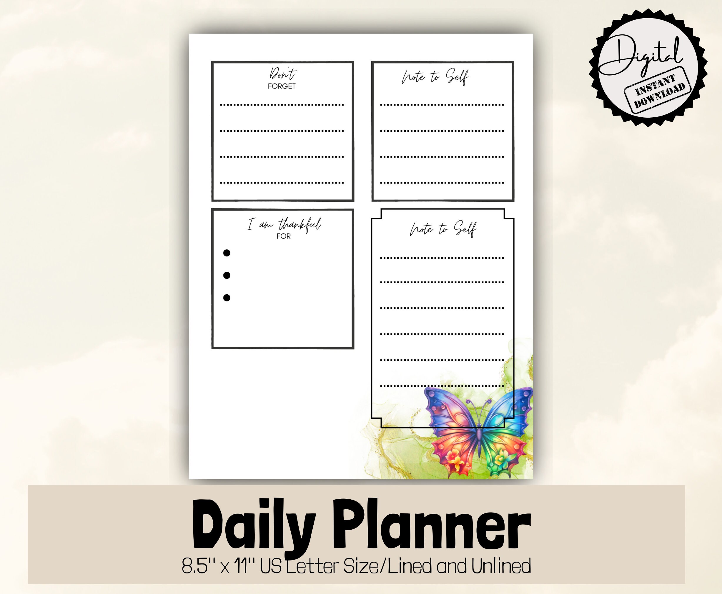 Deluxe Printable Butterfly Rainbow Deluxe Stationery Set US - Etsy