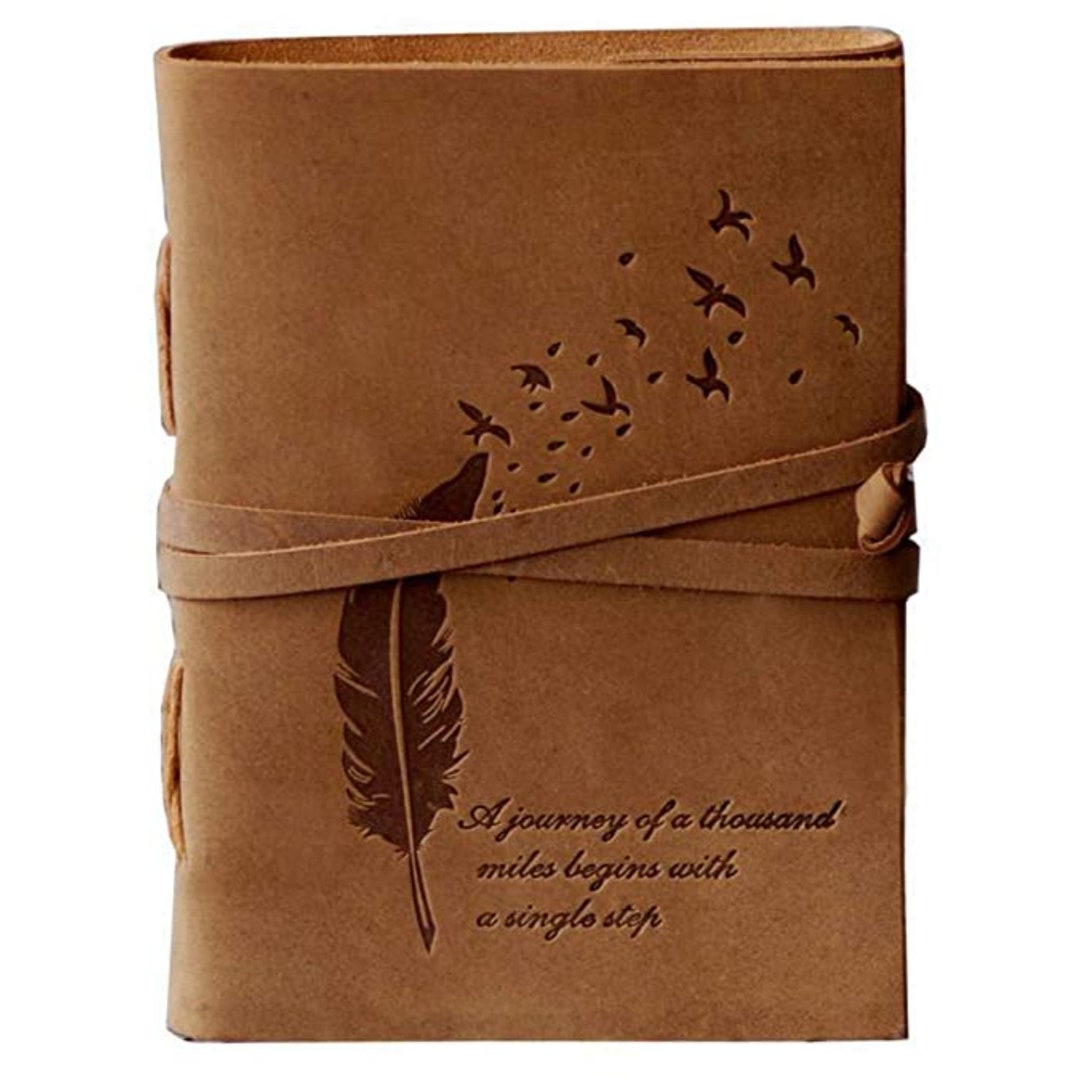 EPIC Dairy Wale Brown Leaf Leather Diary With Plain Paper for Men/women ...