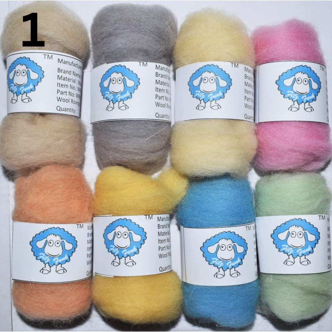 Epic Dairy Set of 8 Colors Fibre Yarn Roving Wool for Needle Felting ...
