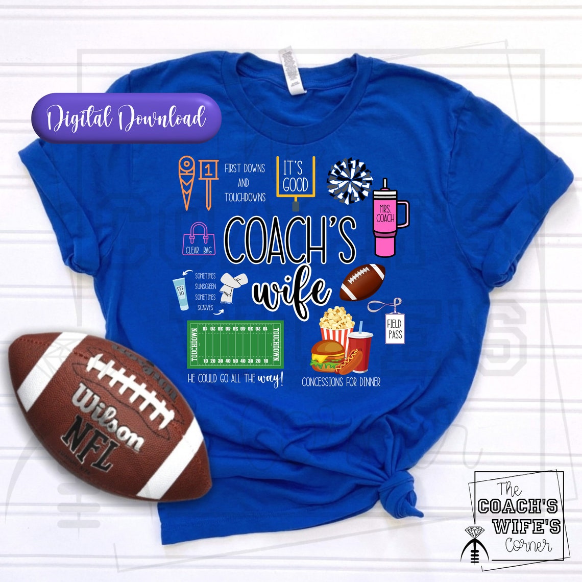 Football Coach's Wife - Light and Dark Font- PNG - Etsy