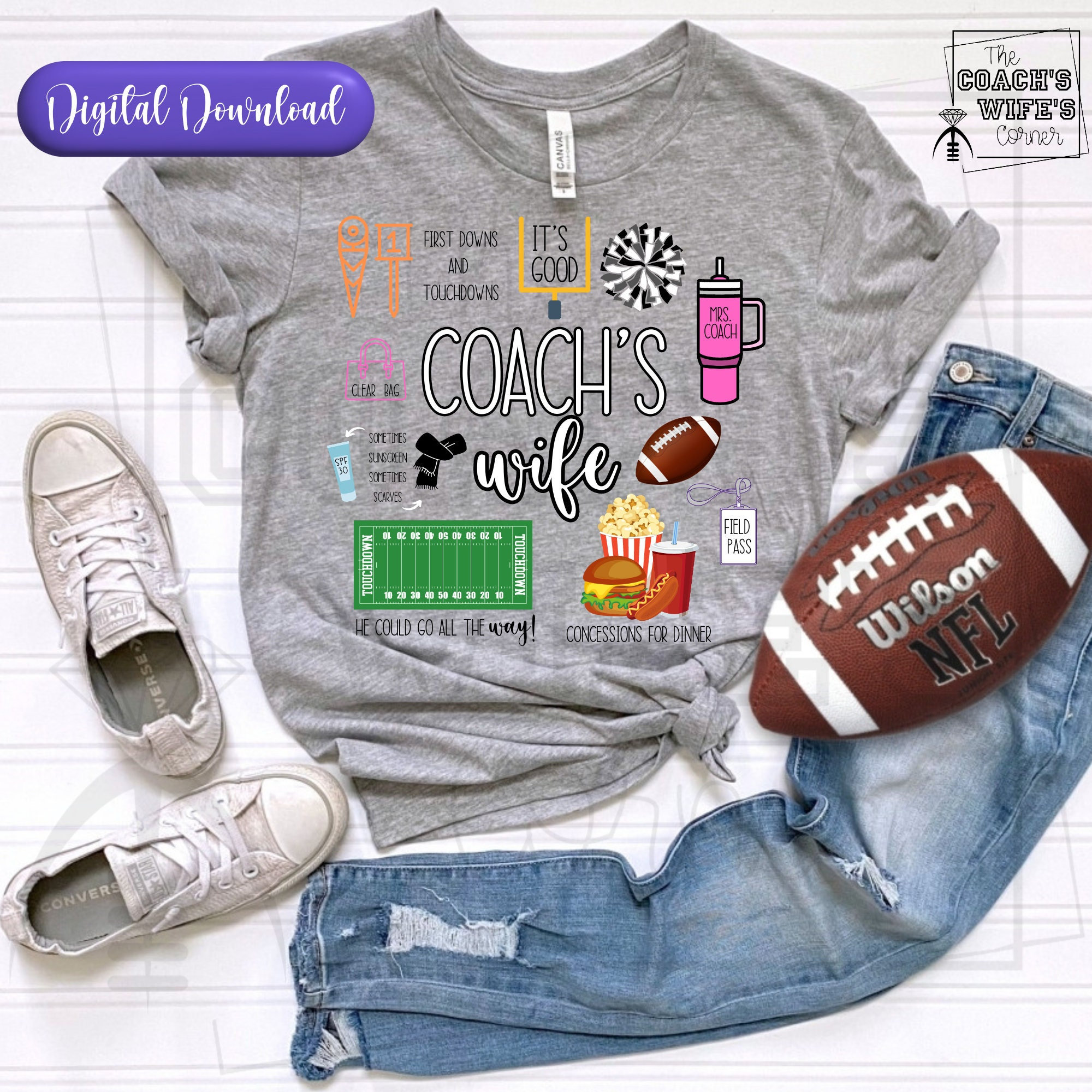Football Coach's Wife - Light and Dark Font- PNG - Etsy