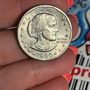 1980 S Proof Mint Mark Susan B Anthony US Dollar FG. Wide Rim and Very Rare Super Highly ...