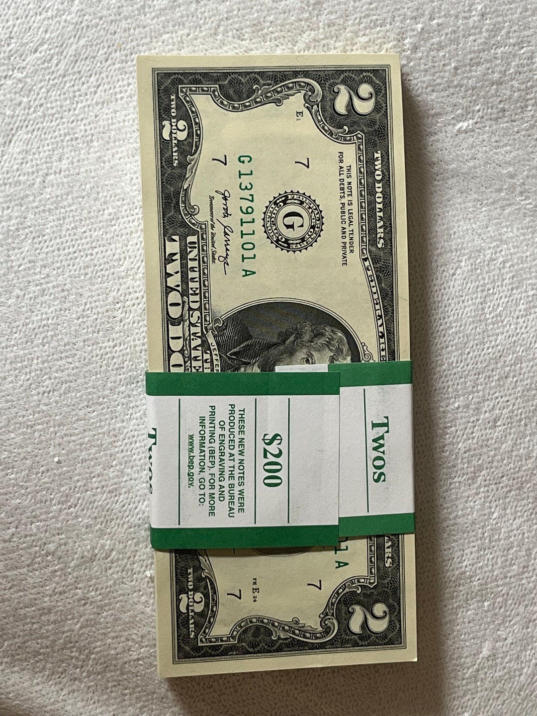 2 Dollar Bills Stack Uncirculated 2017 A 200 Dollars Pack - Etsy