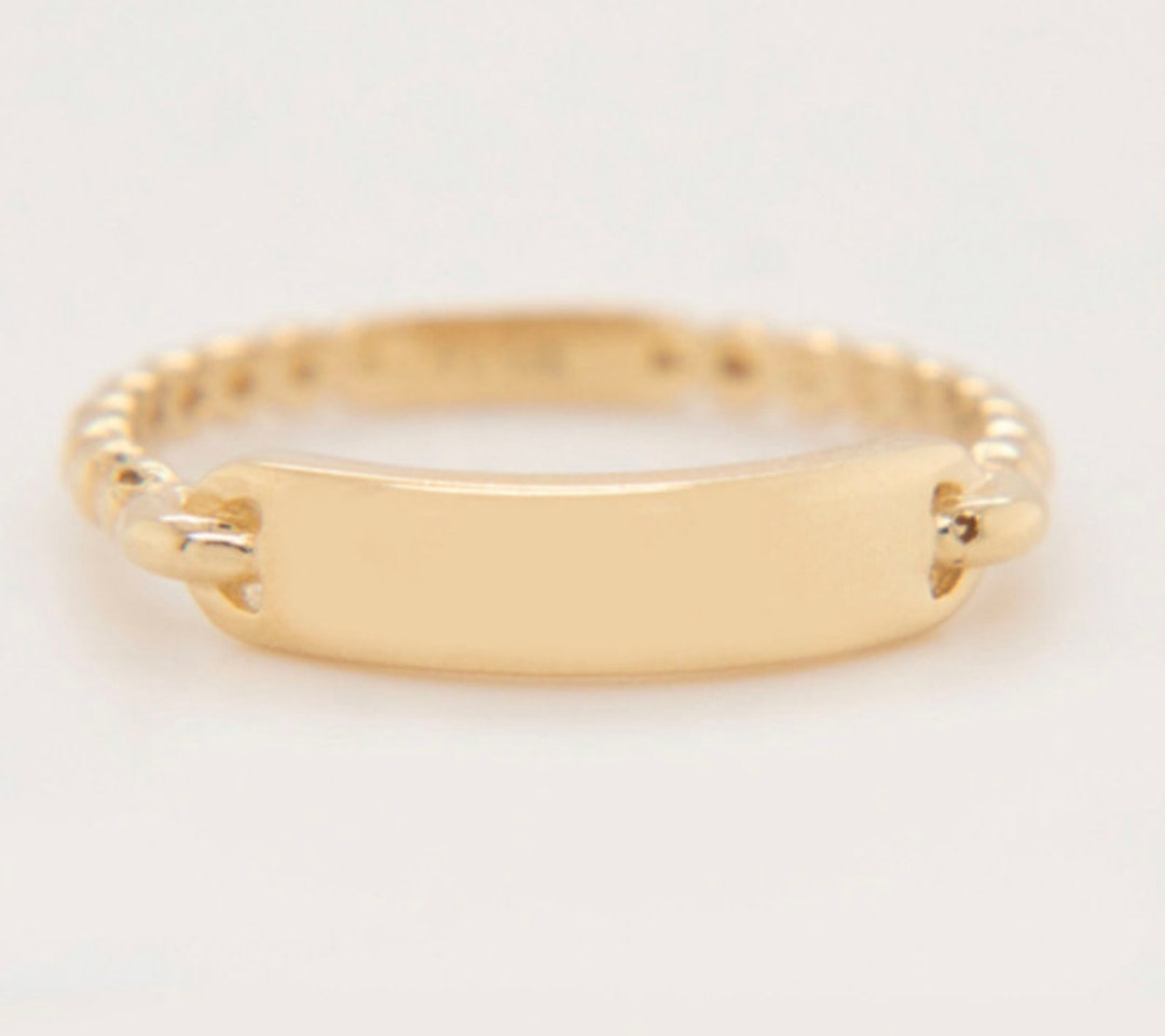 Solid 14kt Gold ID Ring That Can Be Engraved Super Trendy - Etsy
