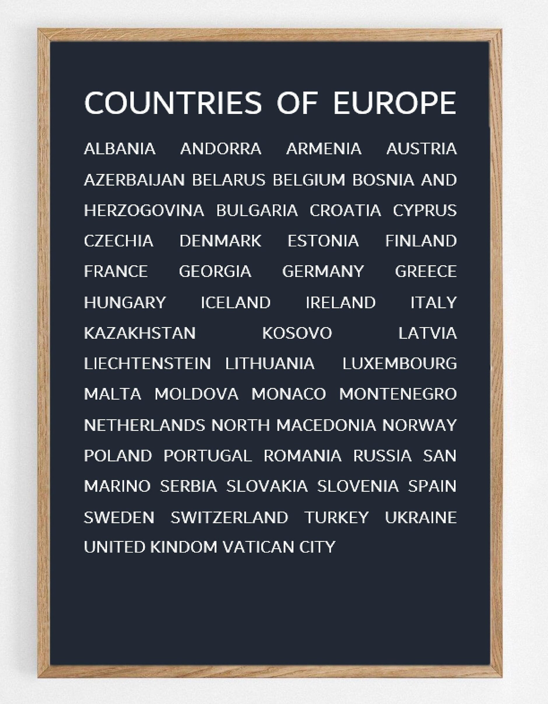 Countries of Europe Poster - Etsy