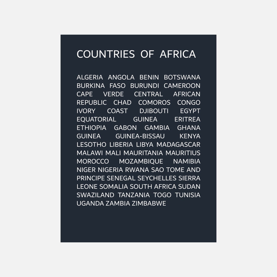 Countries of Africa Poster - Etsy