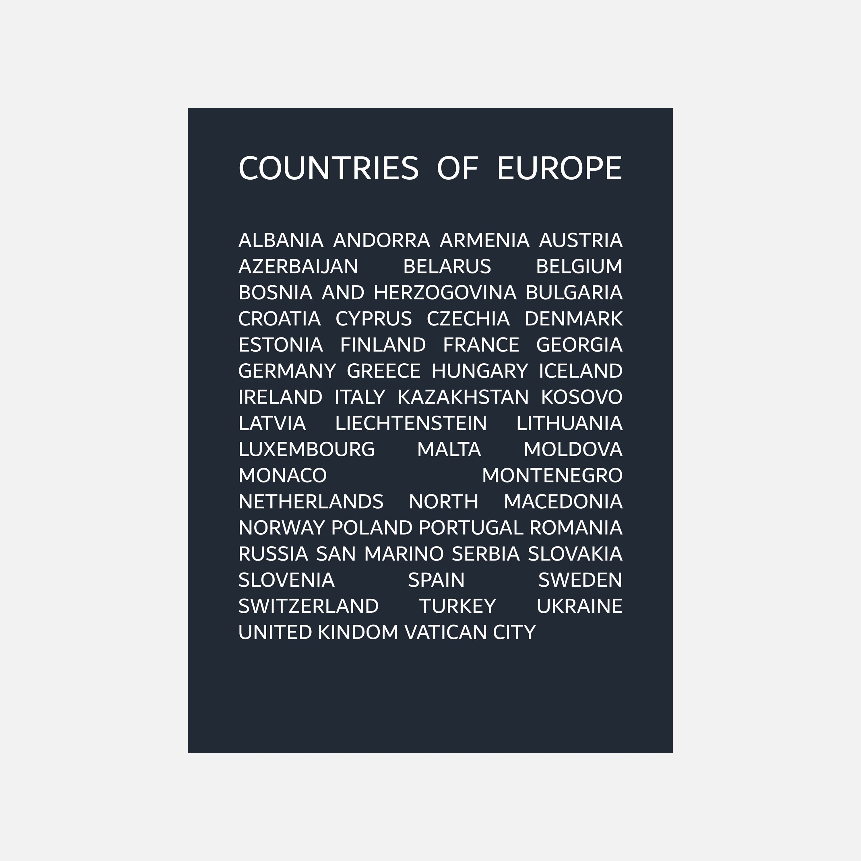Countries of Europe Poster - Etsy