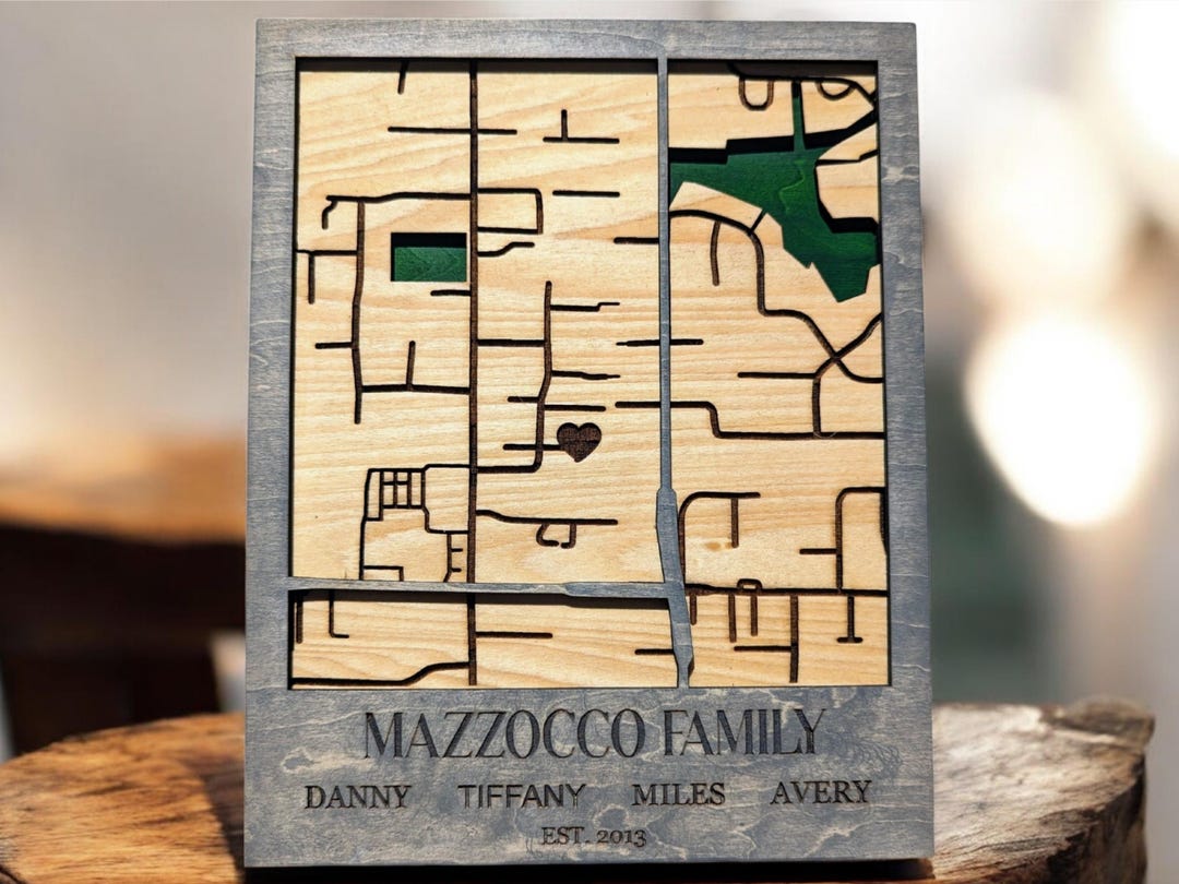 Family Name Map Wall Decor Custom Design Family Name Wall Hanging Gift ...