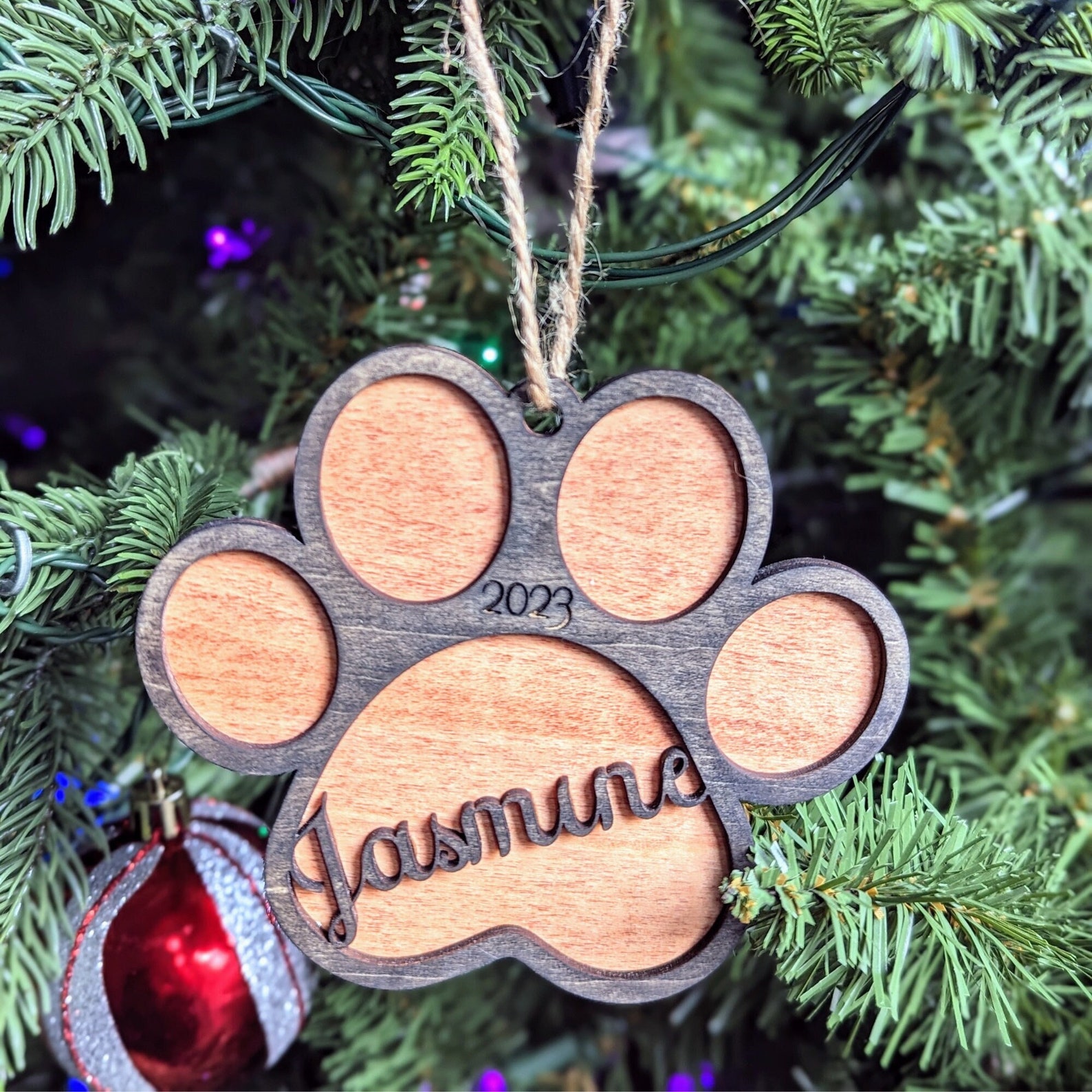 Custom Paw Print Christmas Ornament Custom Cat Name Ornament Dog Paw ...