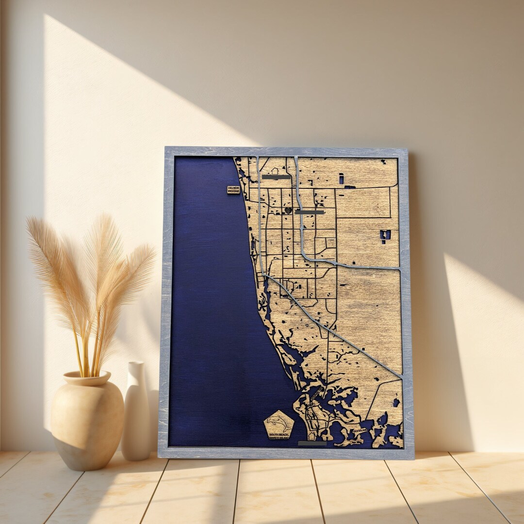 Handcrafted Beach House Map Decor Gift for Ocean Lover Gift for Seaside ...