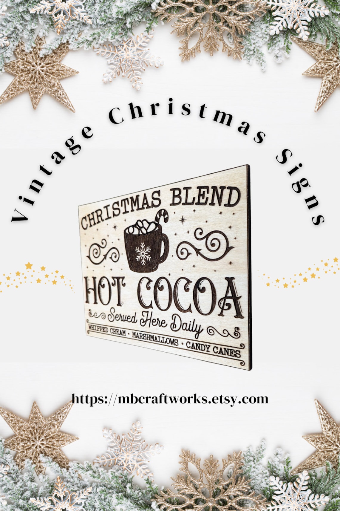 Vintage Christmas Sign Wooden Christmas Decor Old-fashioned Christmas ...