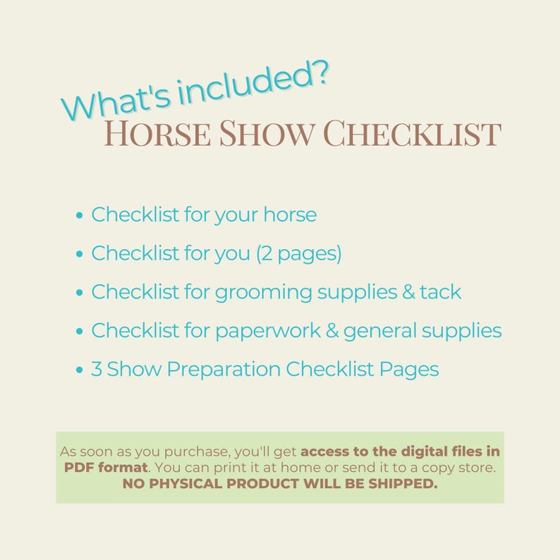 Checklist for Competitive Horse Riding Events Successful Equestrian ...