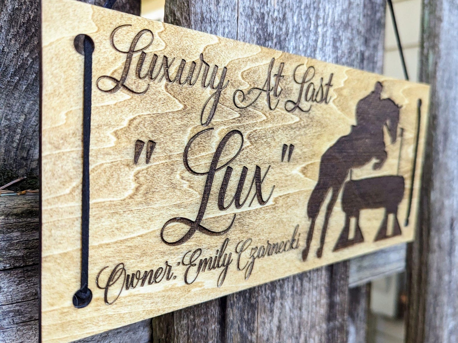 Wooden Horse Stall Sign With English Riding Theme Custom Engraved Name ...
