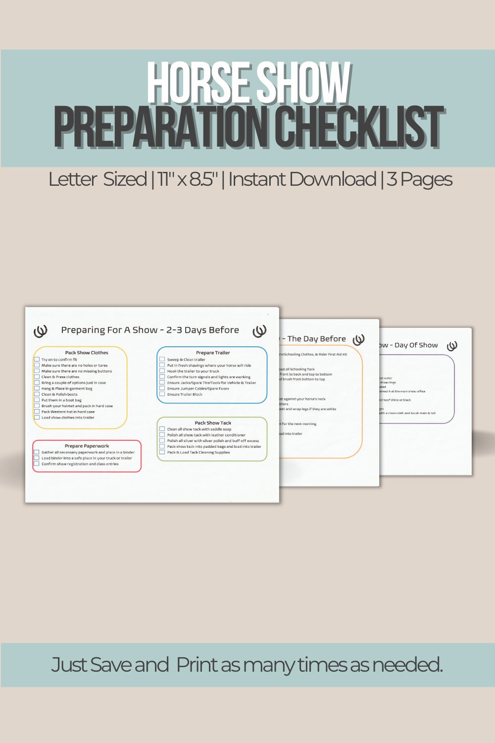 Horse Show Preparation Checklist Equestrian Event Preparation Horse ...