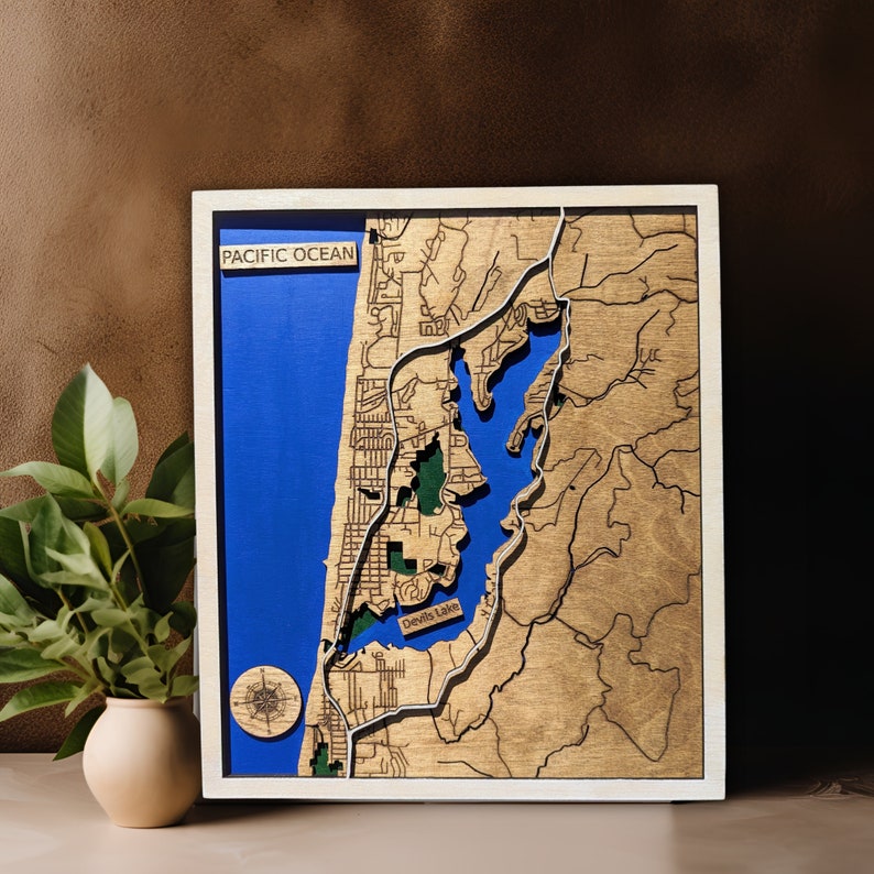 Custom Wood Beach House Map Personalized Real Estate Client Gift Unique ...