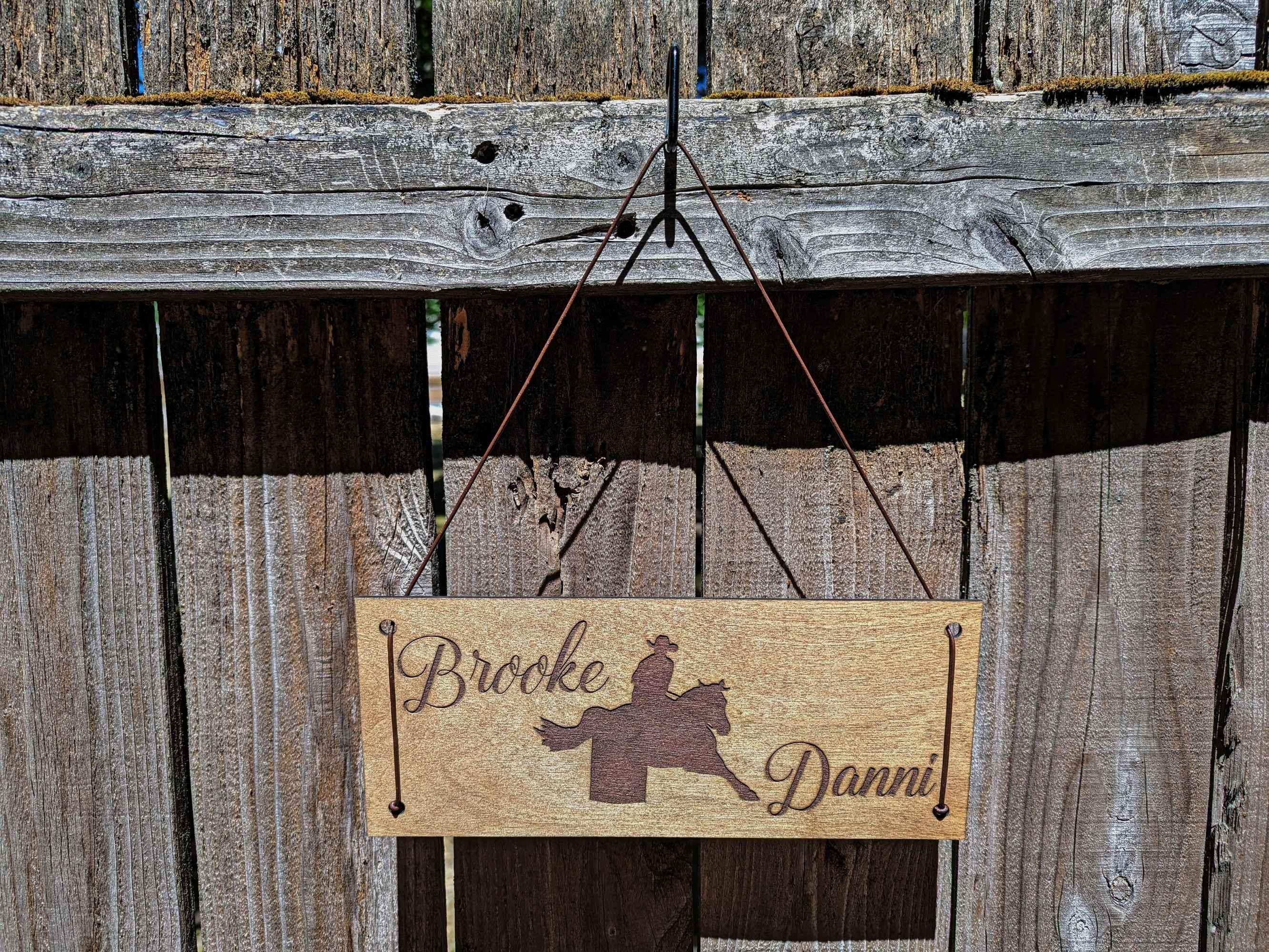 Custom Horse Stall Sign With Western Riding Theme Engraved Horse Name ...