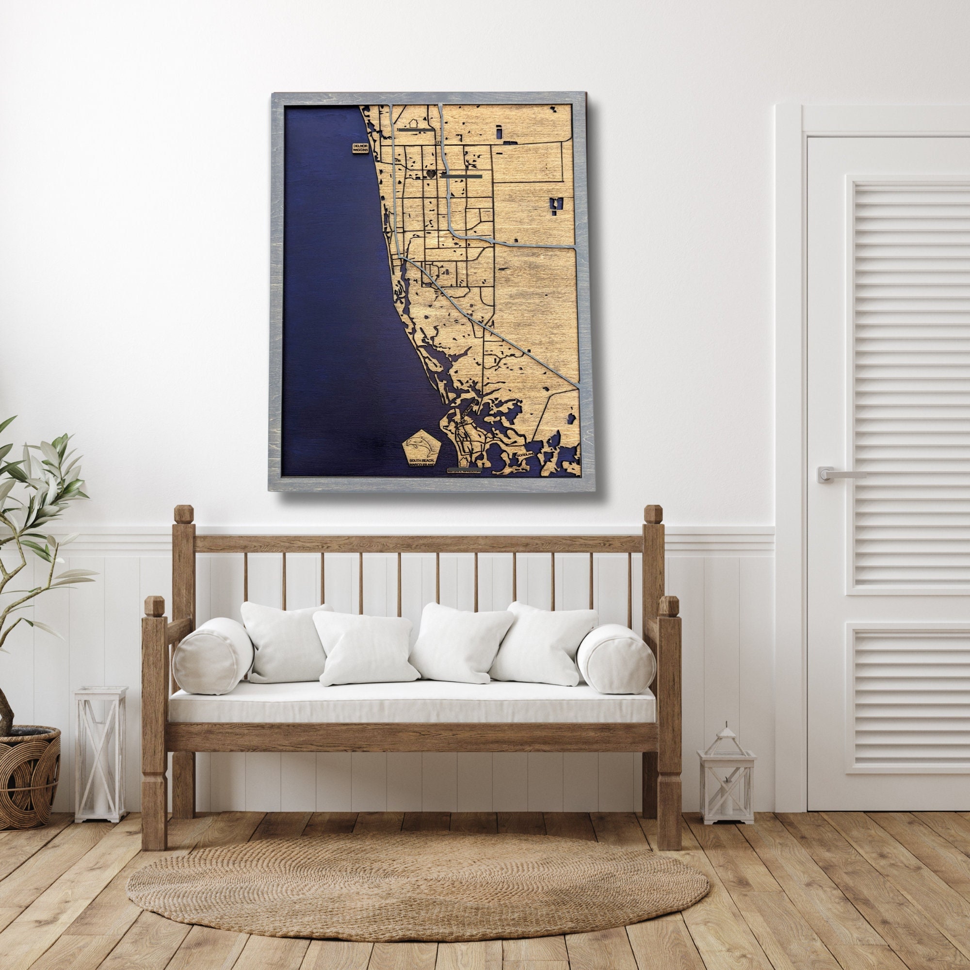 Custom Wood Beach House Map Personalized Real Estate Client Gift Unique ...