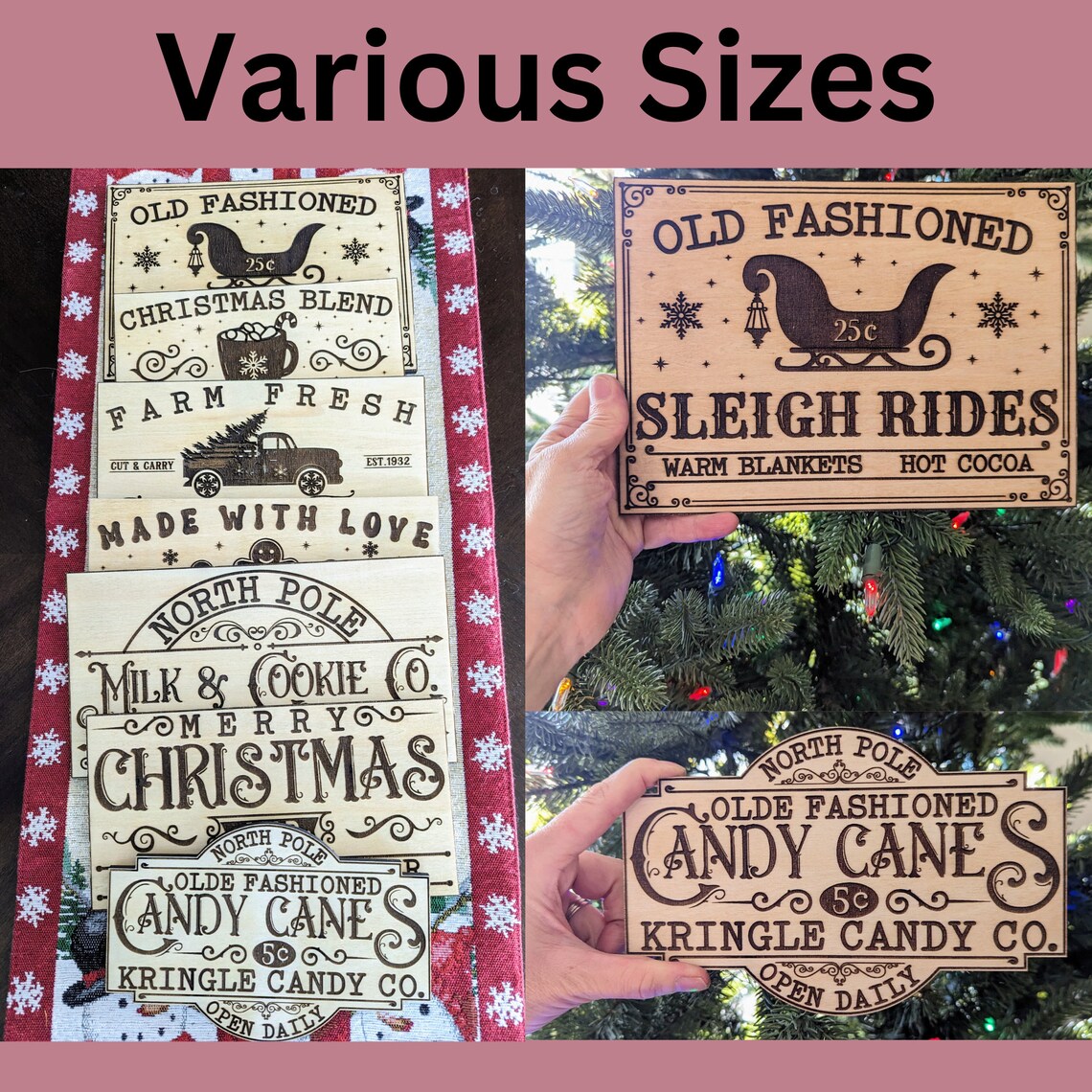 Vintage Christmas Sign Wooden Christmas Decor Old-fashioned Christmas ...
