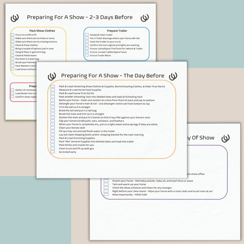 Horse Show Preparation Checklist Equestrian Event Preparation Horse ...