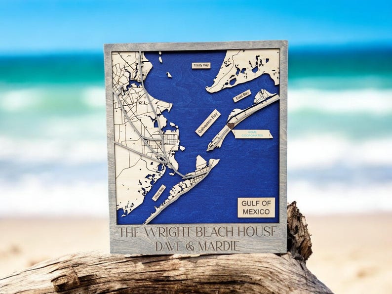 Beach House Decor Coastal Accent Map Art Personalized Home Present ...