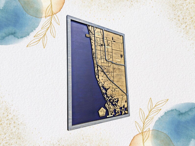 Beach House Decor Coastal Accent Map Art Personalized Home Present ...