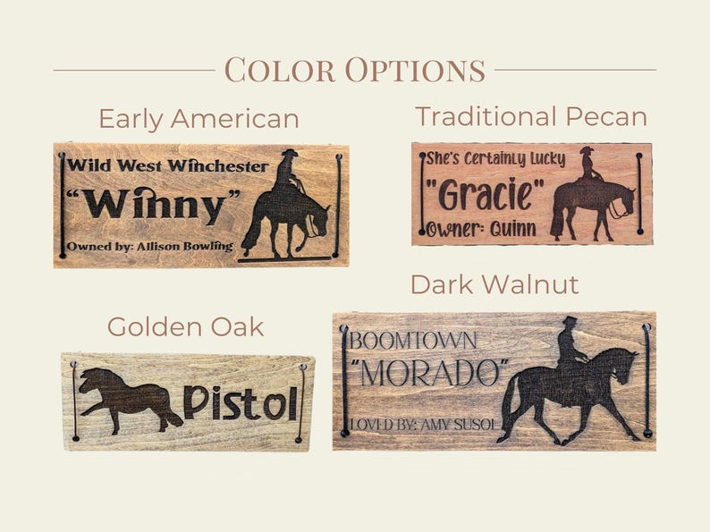 Custom Horse Stall Sign With Western Riding Theme Engraved Horse Name ...