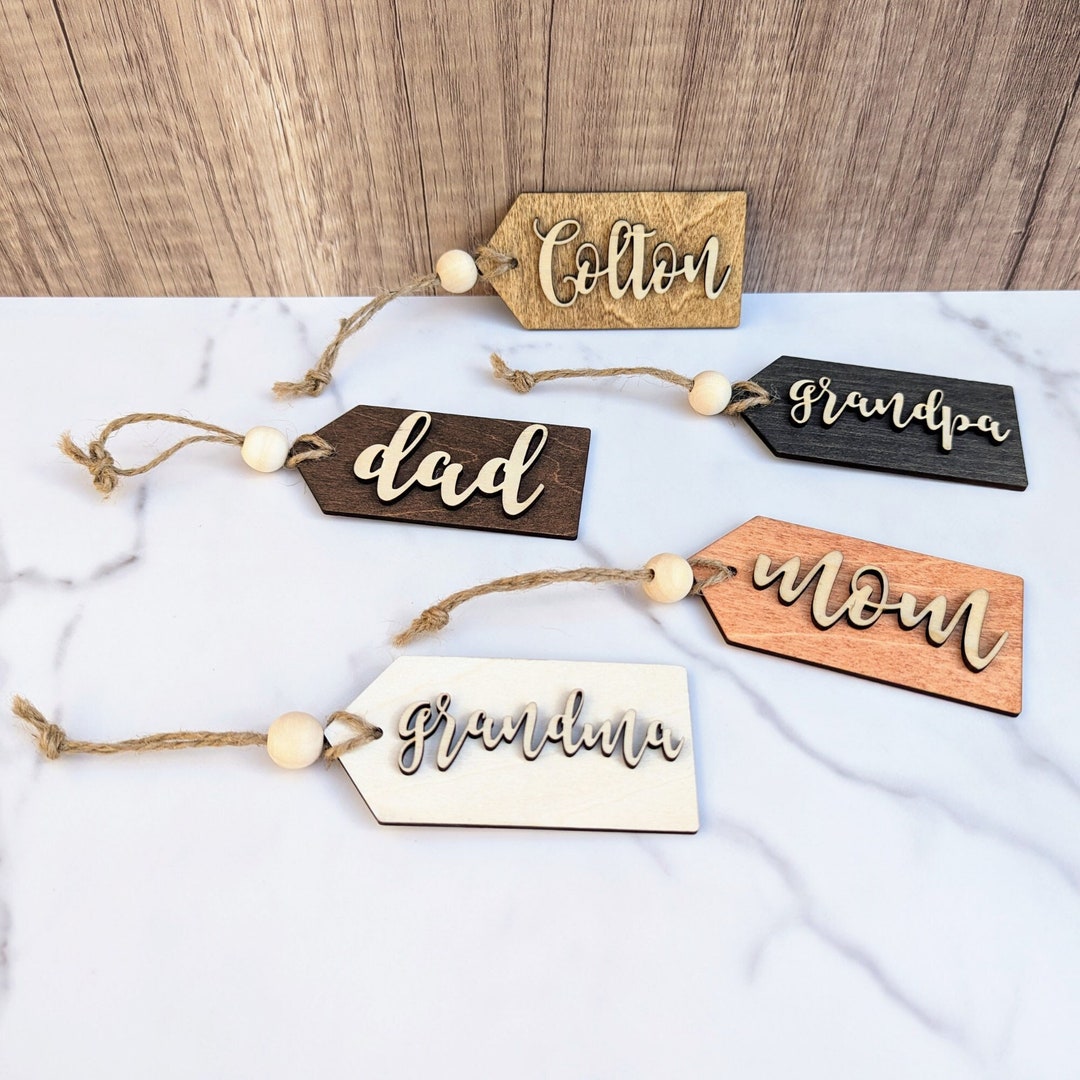 Personalized Wooden Gift Tag Handmade Wood Name Tag Engraved Wood Label ...