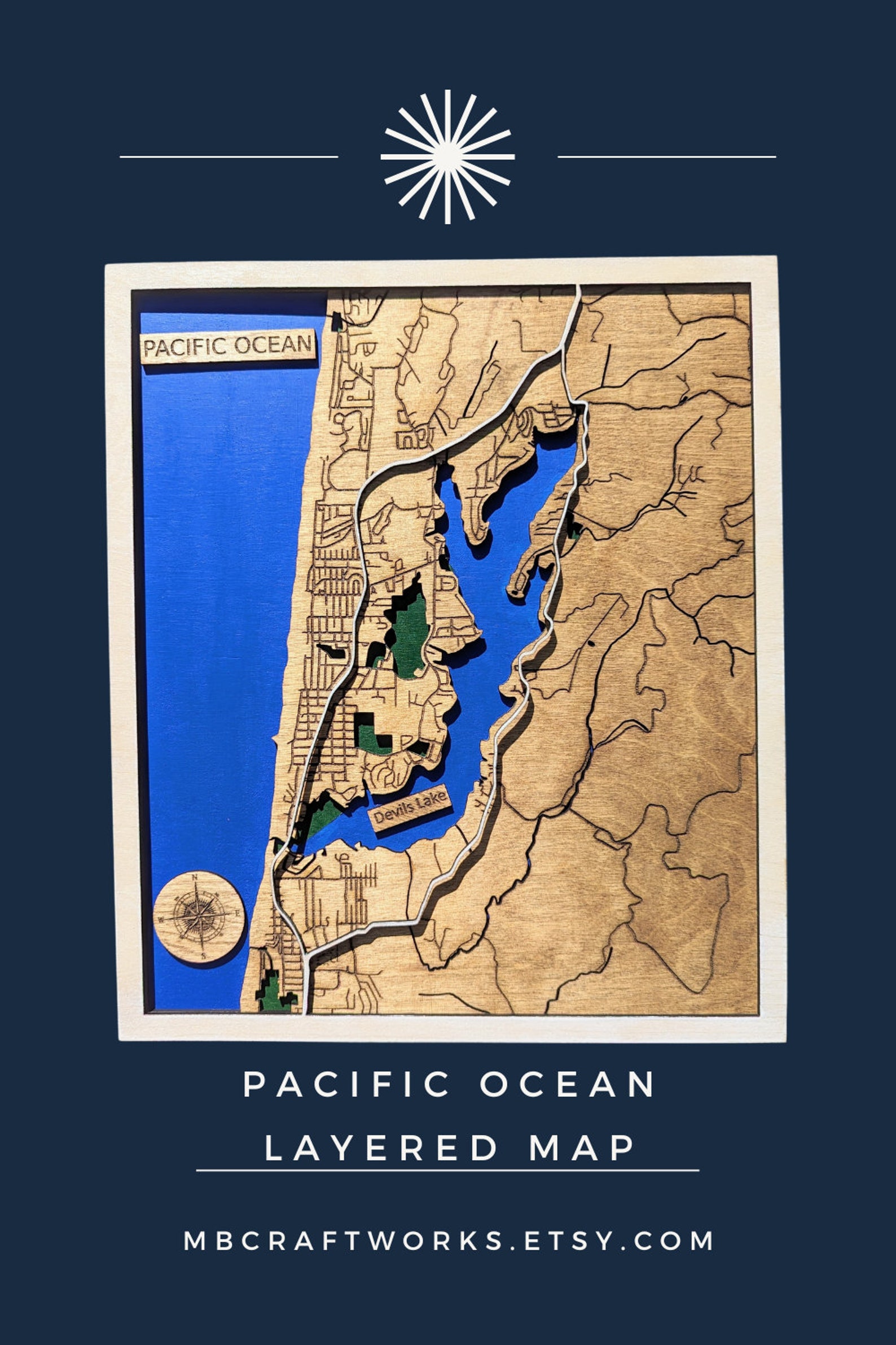 Custom Wood Beach House Map Personalized Real Estate Client Gift Unique ...