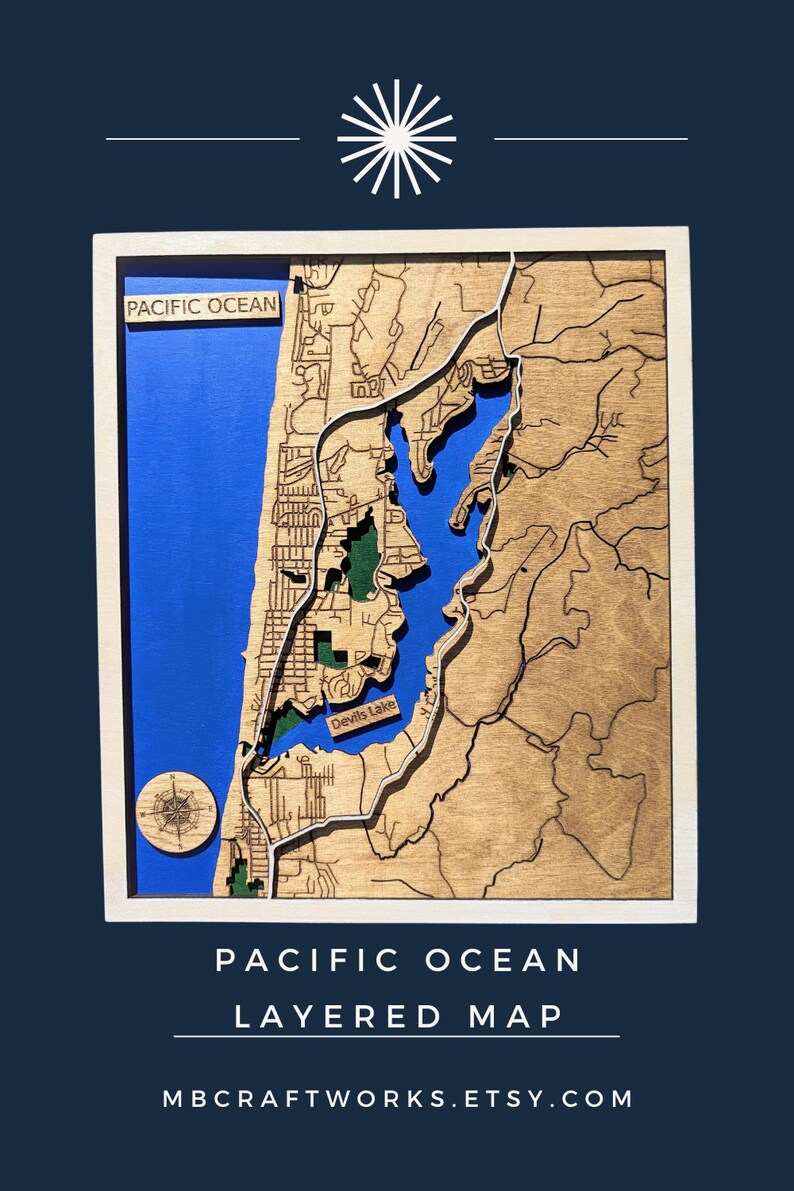 Custom Wood Beach House Map Personalized Real Estate Client Gift Unique ...