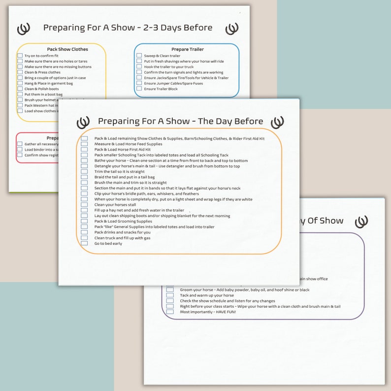 Horse Show Planner Show Tracker Show Checklist Show Planning Journal ...