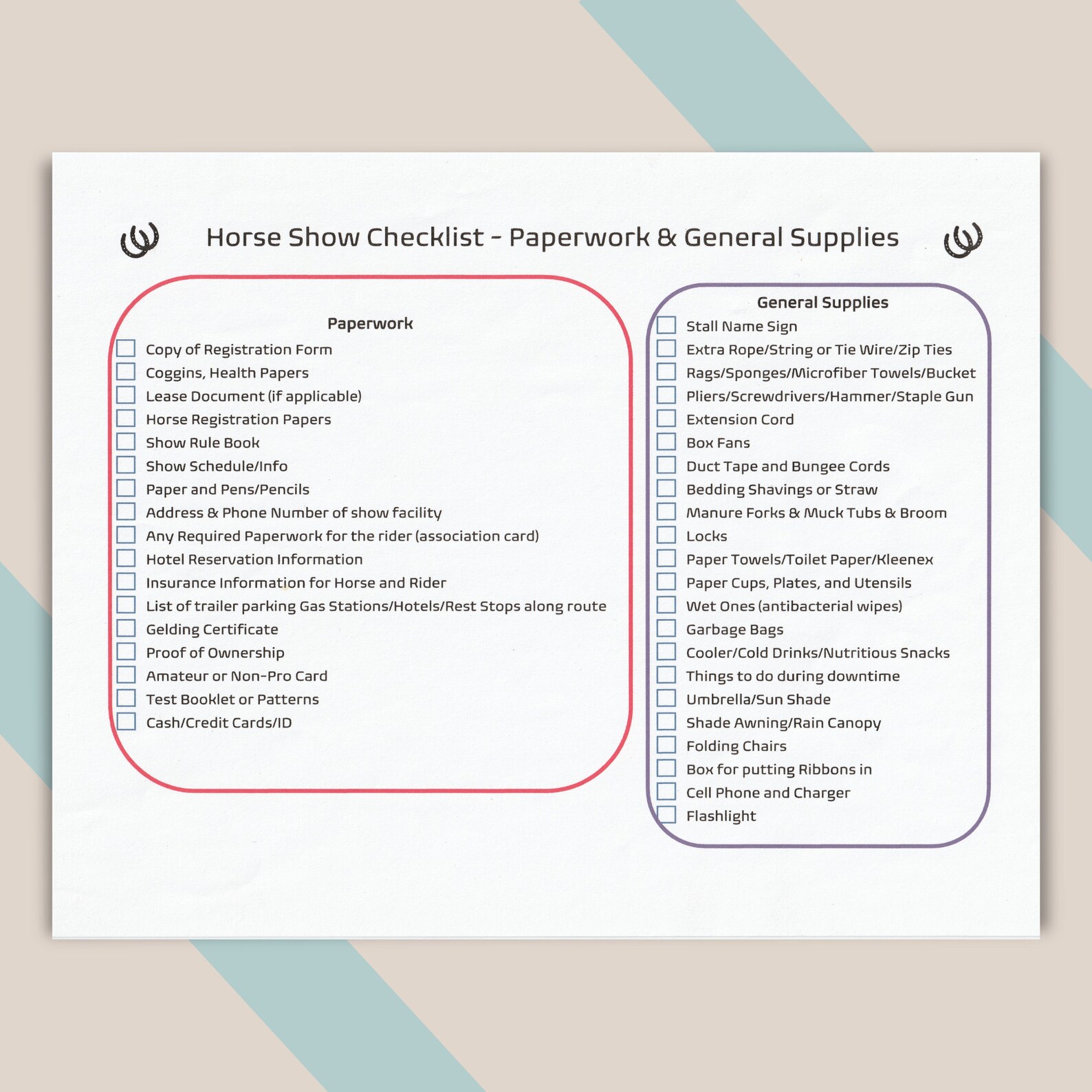 Horse Show Planner Show Tracker Show Checklist Show Planning Journal ...
