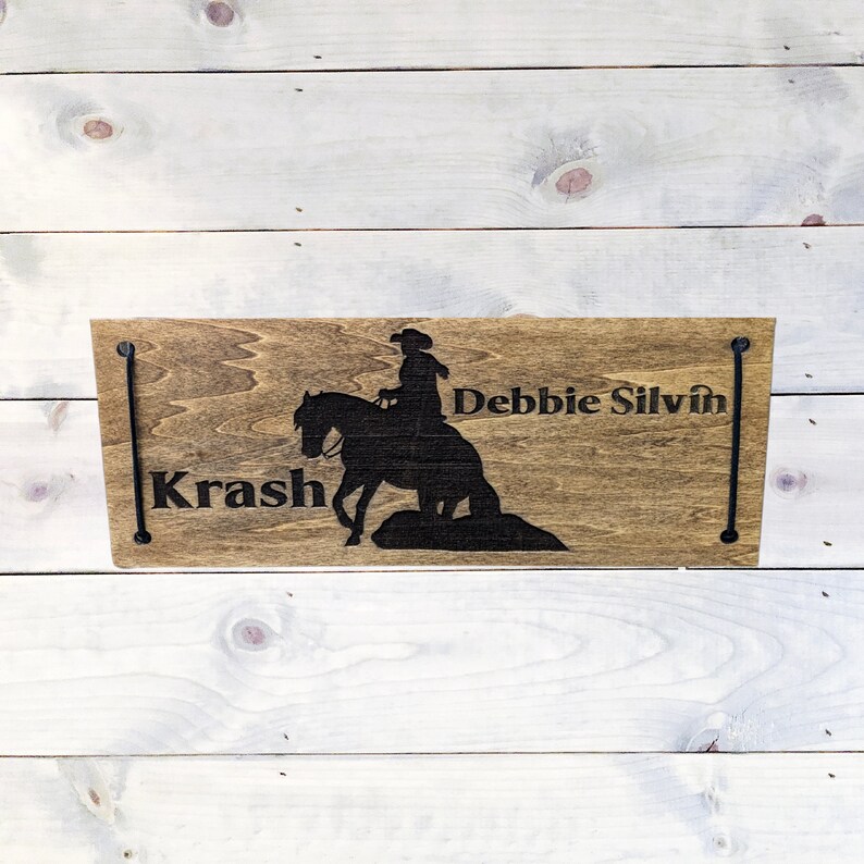 Custom Horse Stall Sign Engraved Wooden Stable Sign Handcrafted Horse ...
