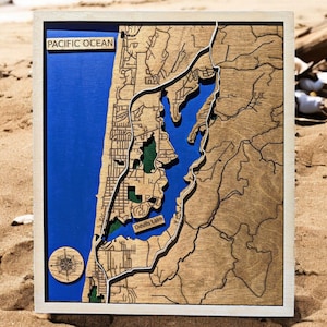 Beach House Decor Coastal Accent Map Art Personalized Home Present ...